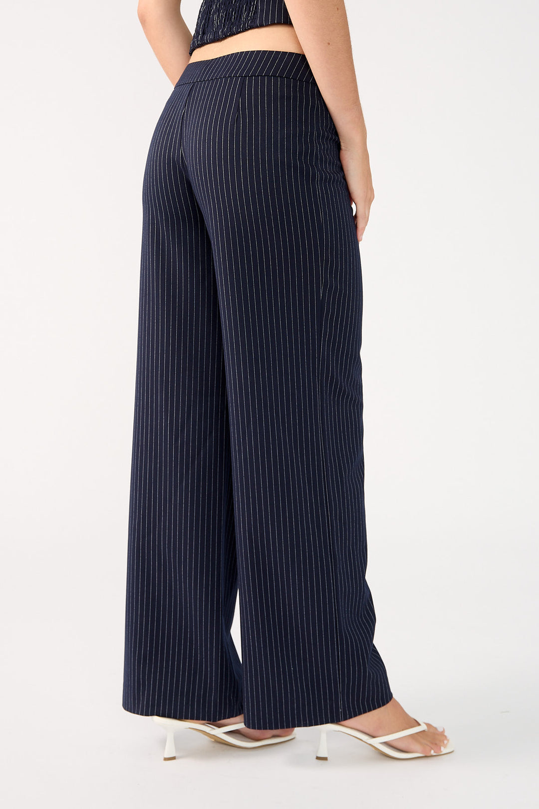 Perfect Stranger Odessa Pinstripe Mid Rise Tailored Pant Navy Pinstrip