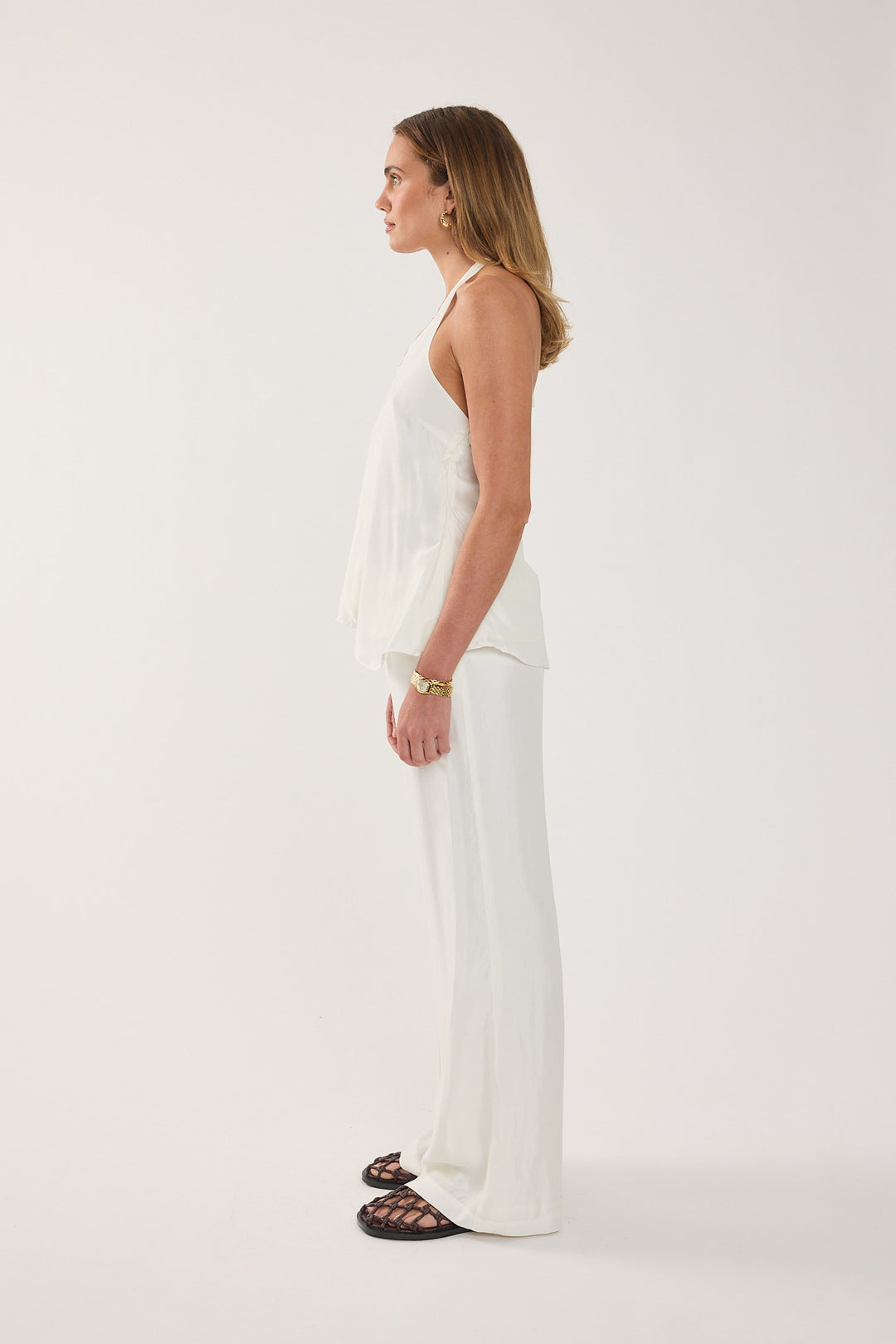 Perfect Stranger Jamie Cupro Mid Rise Pants White